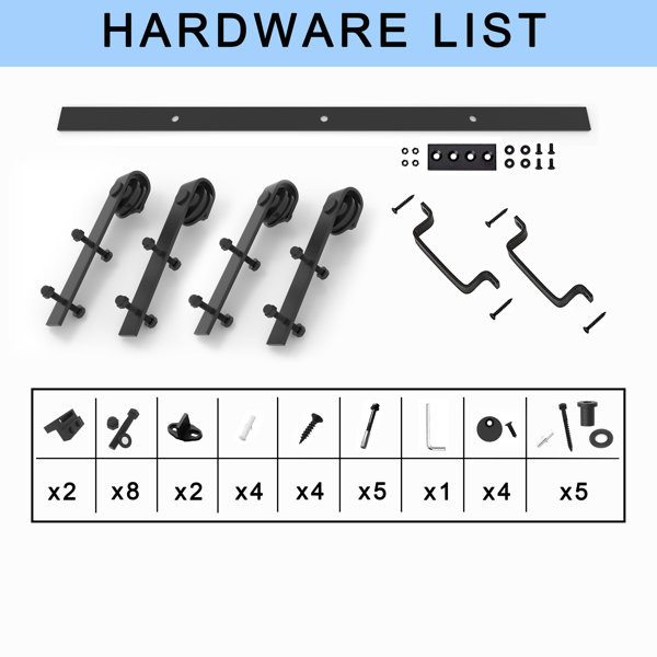 ARK DESIGN 2 Piece Glass and Manufactured Wood Double Sliding Barn Door with Installation ...